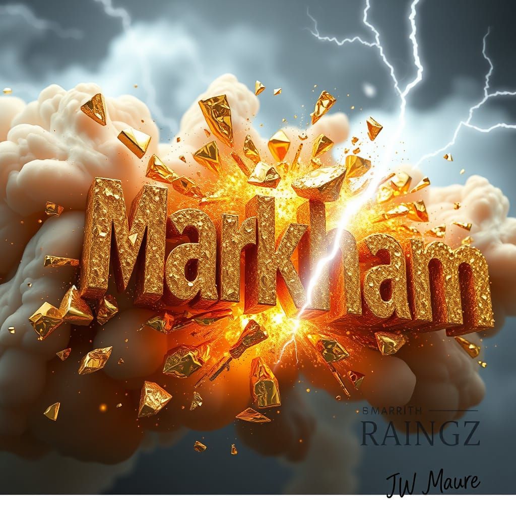 Luxurious 3D Name Markham Raingz in Glittering Gol... - AI Art