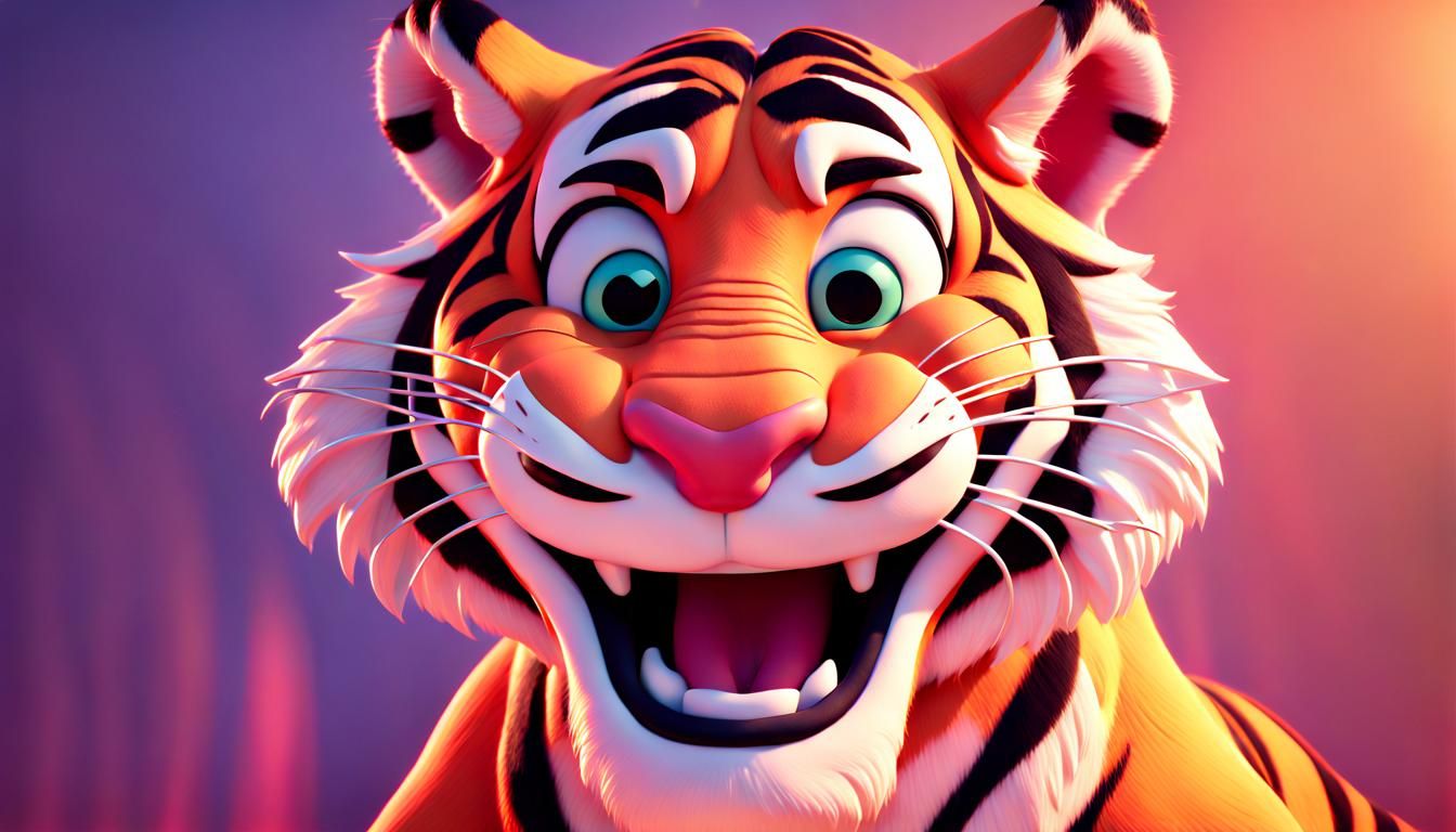 Tiger with large smile, disney style Pixar, Disney, concept art, 3d ...