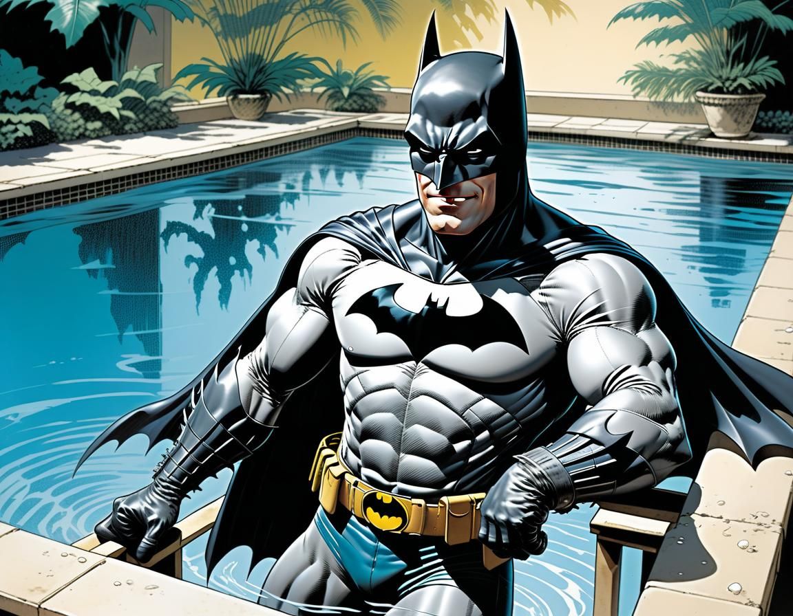 Batman chilling in the hotel's pool - AI Generated Artwork - NightCafe ...
