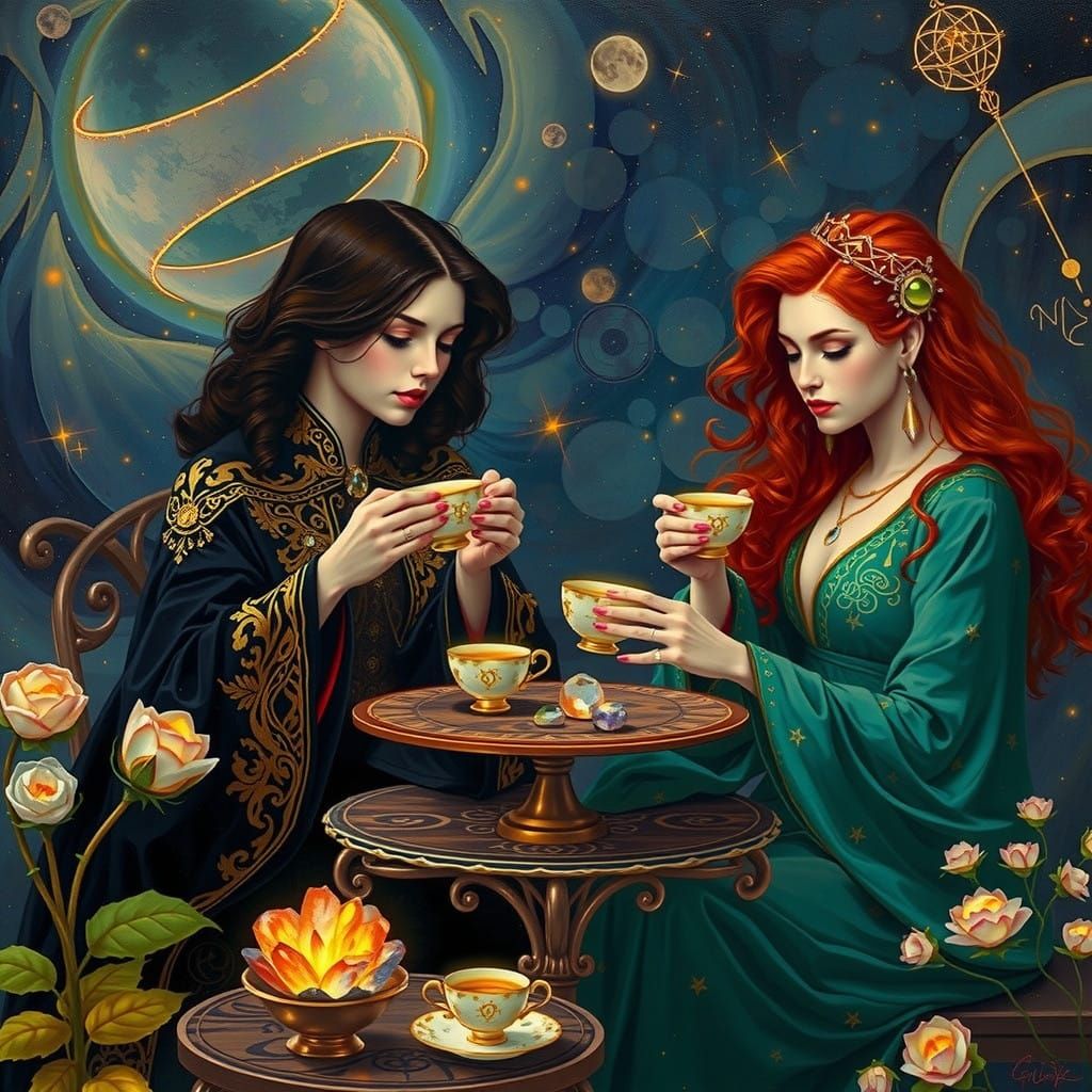 Tea leaves and scrying - Mystic Goddesses Sipping Tea Under ...