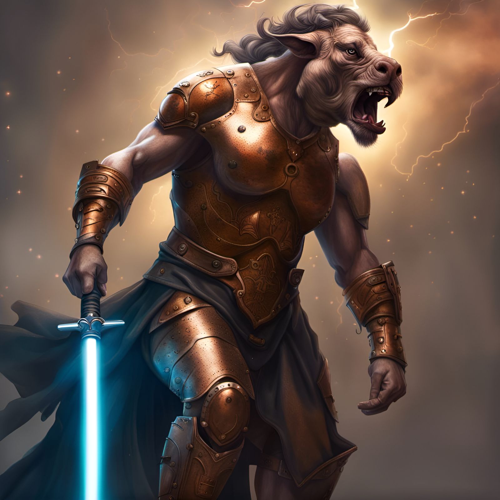 Realistic Half Human-Half Hippocentaur wearing Tarnished battle worn ...