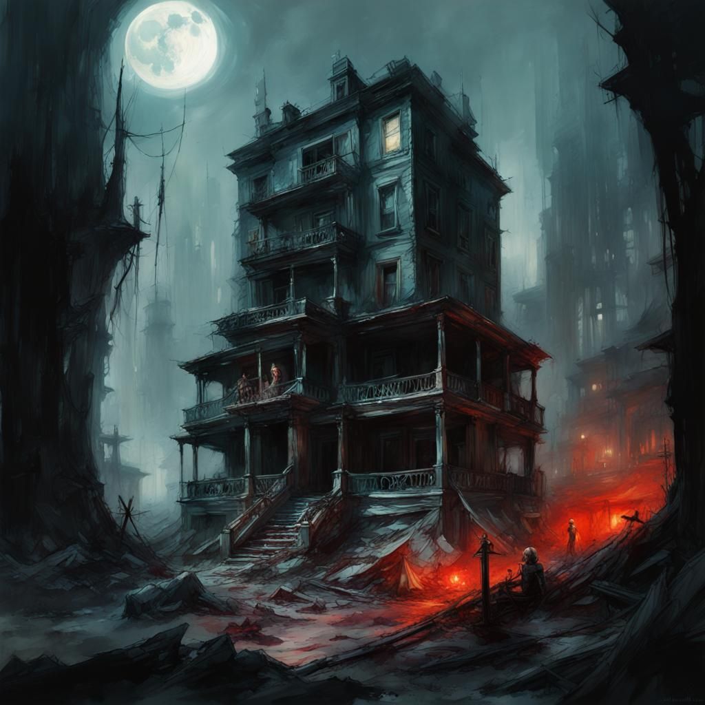 mysterious and creepy world of eerie bloodmoon hotel, ghost graveyard ...