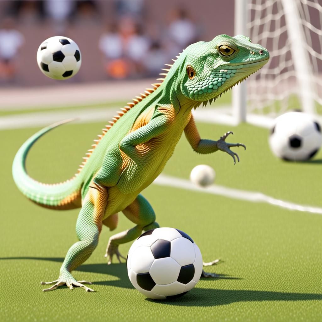 (Lizard playing football and soccer alot:1) - AI Generated Artwork ...