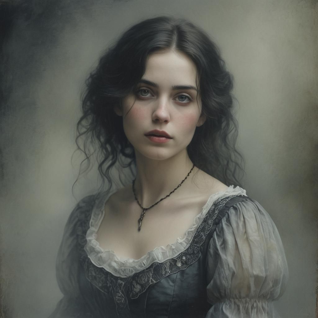 Ethereal Gothic Beauty in Soft Watercolor - AI Art