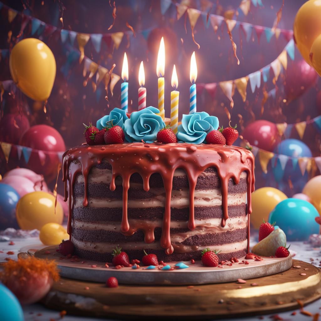 creates a realistic birthday cake - AI Generated Artwork - NightCafe ...