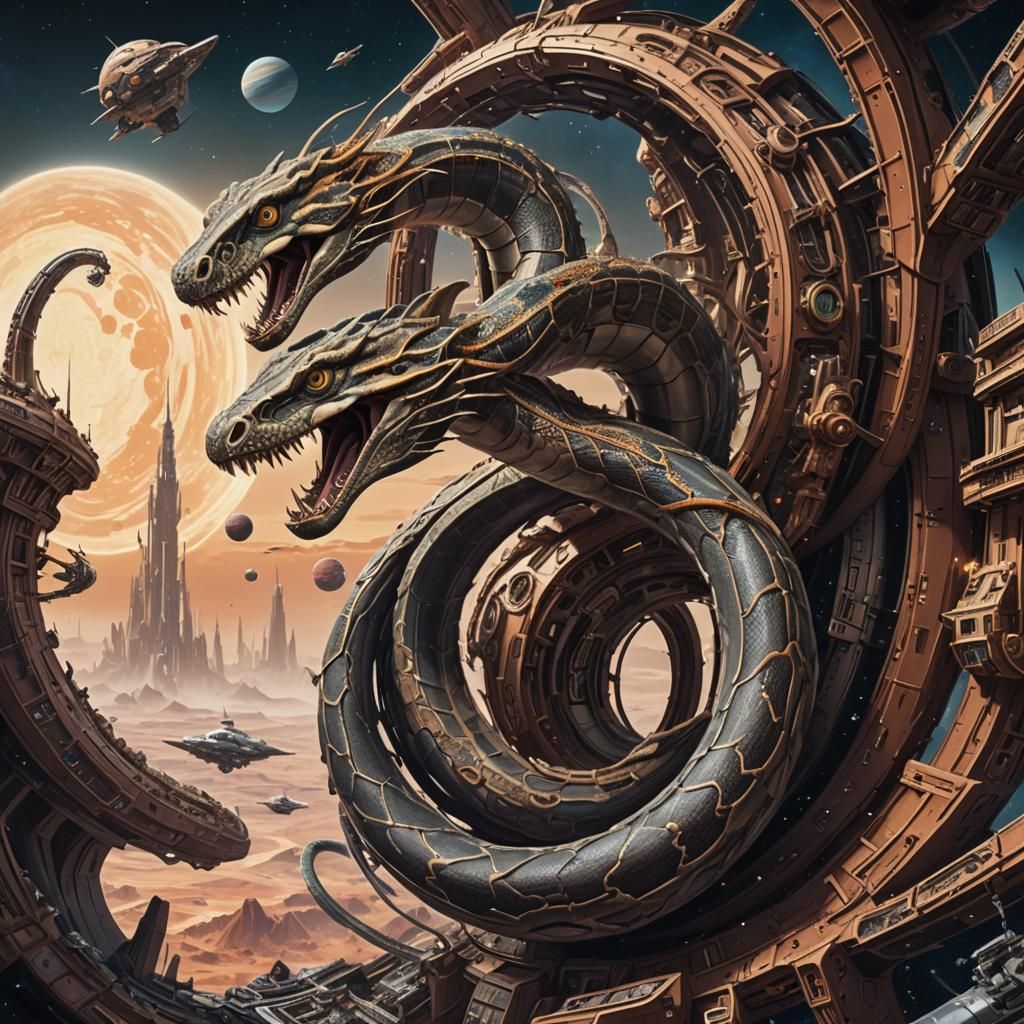 Two Headed Python Cyborg Alien Creature - AI Generated Artwork ...