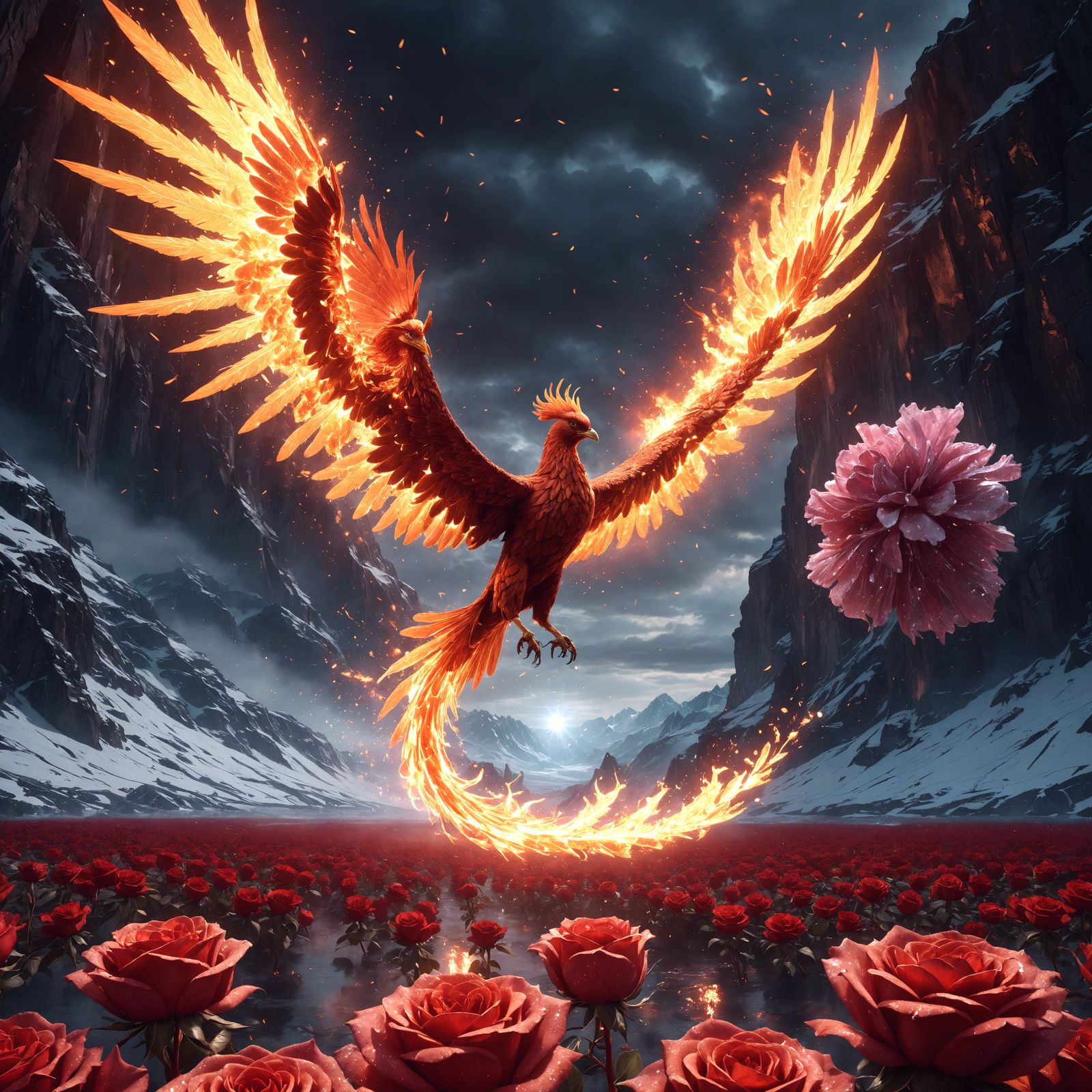 Phoenix of roses - AI Generated Artwork - NightCafe Creator