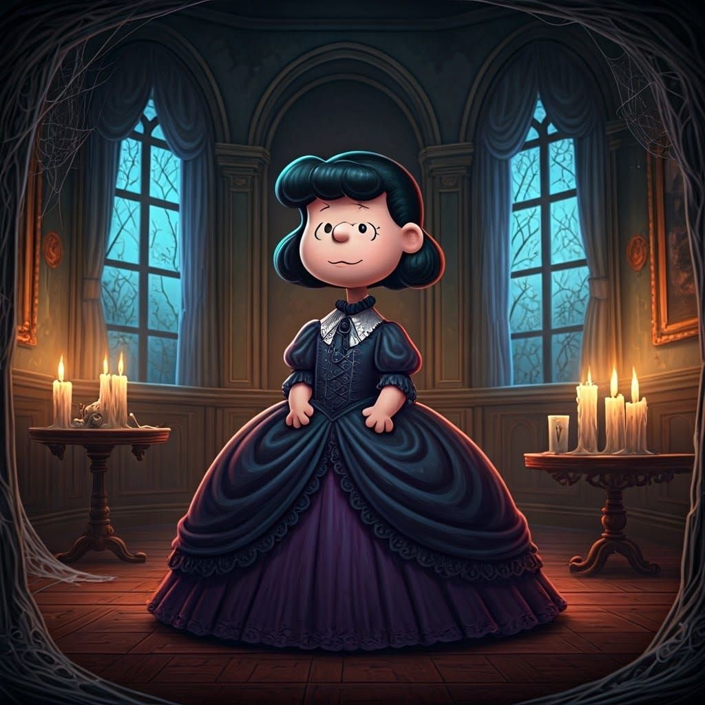 Imagine Lucy Van Pelt from Peanuts as a gothic enc... - AI Art