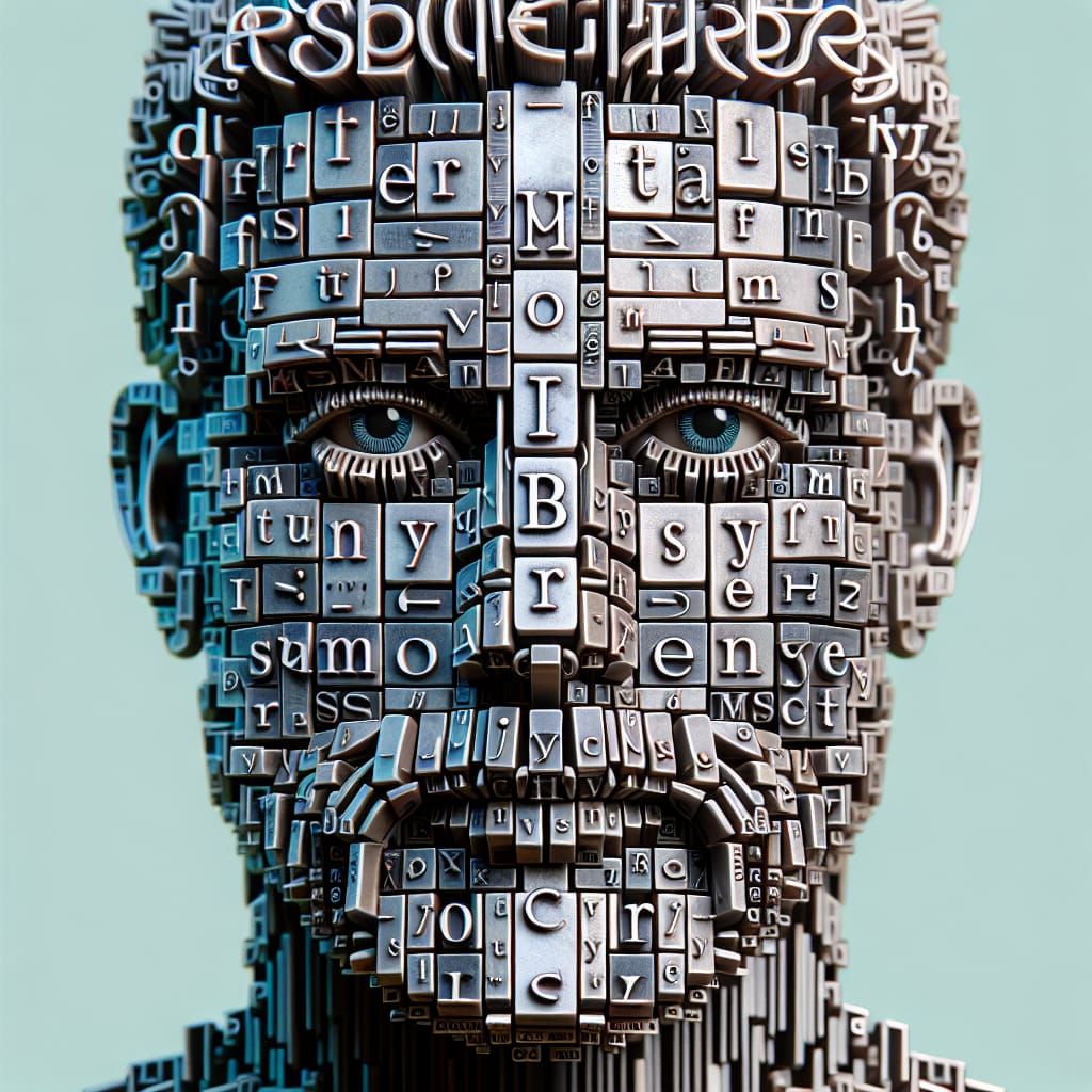A person's face made out of type from a typewriter/keyboard - AI ...