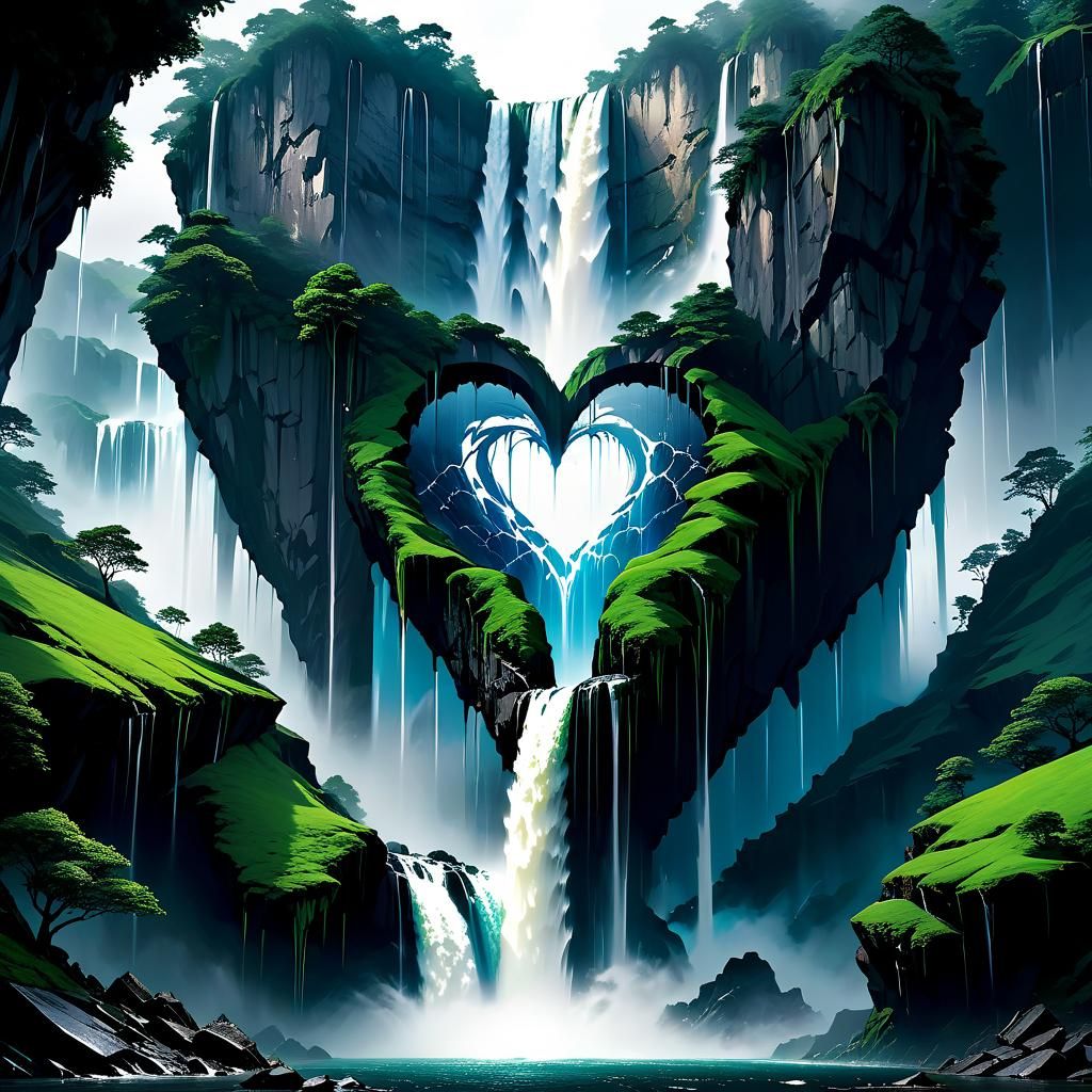 surreal waterfall heart - AI Generated Artwork - NightCafe Creator