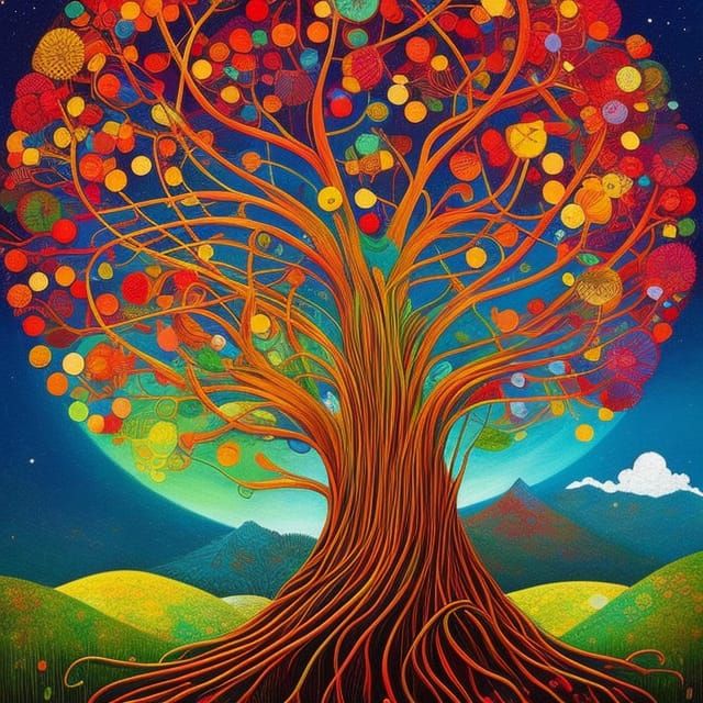 Beautifully dotted tree - AI Generated Artwork - NightCafe Creator