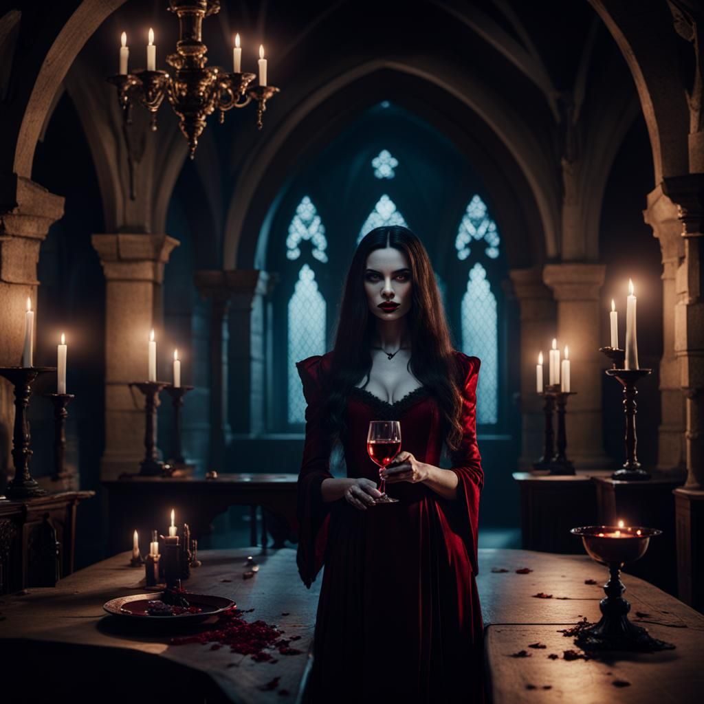 A woman vampire in her castle - AI Generated Artwork - NightCafe Creator