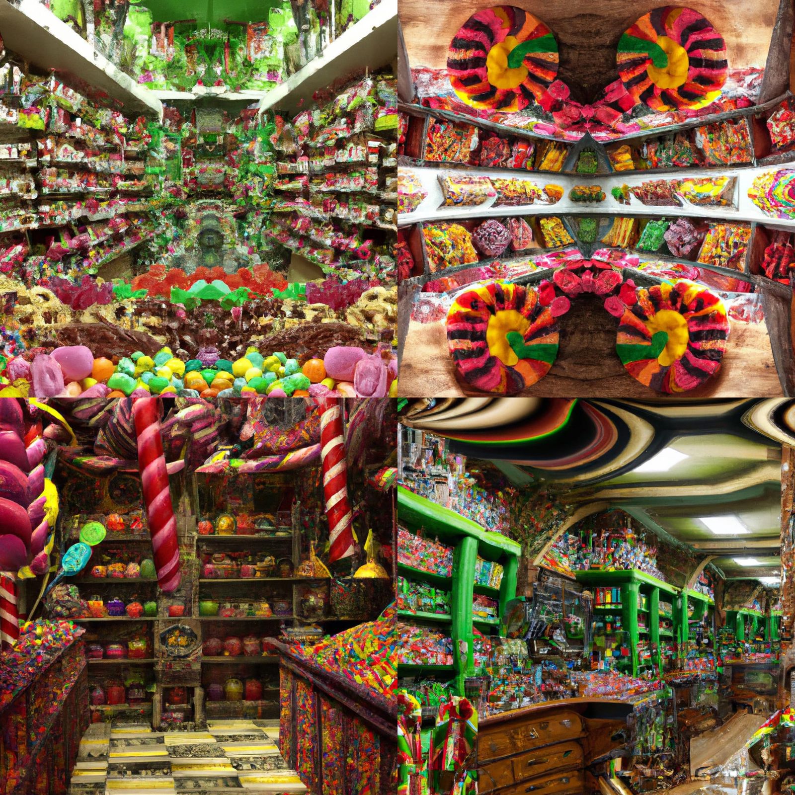 Photo of Inside of a fantasy medieval (((Candy Shop))) , chaotic surreal (((Candy Shop))) with ...