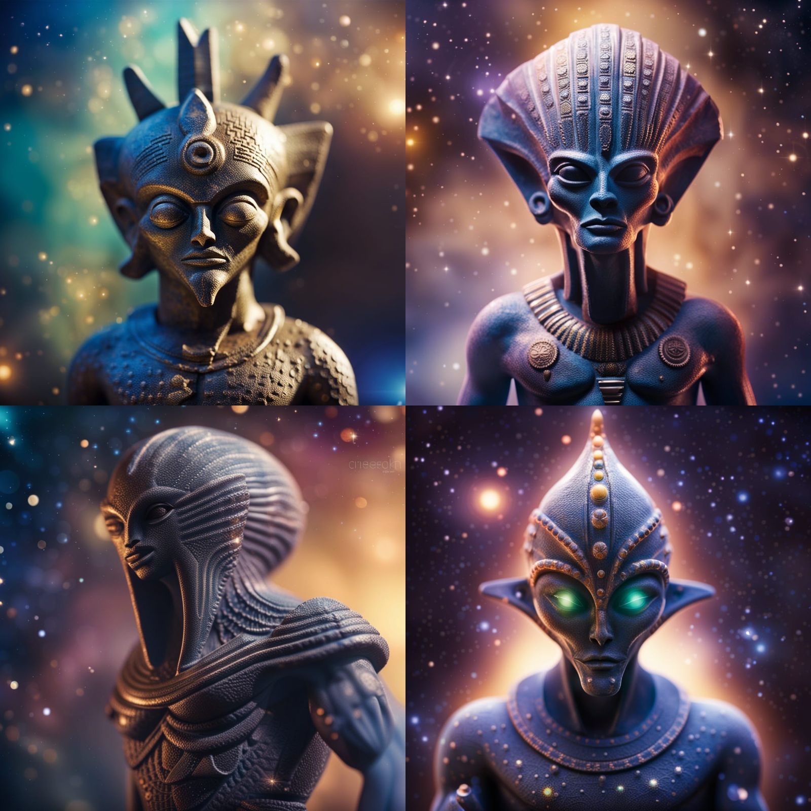 Babylonian alien god, cosmic powers, nebulous background - AI Generated ...