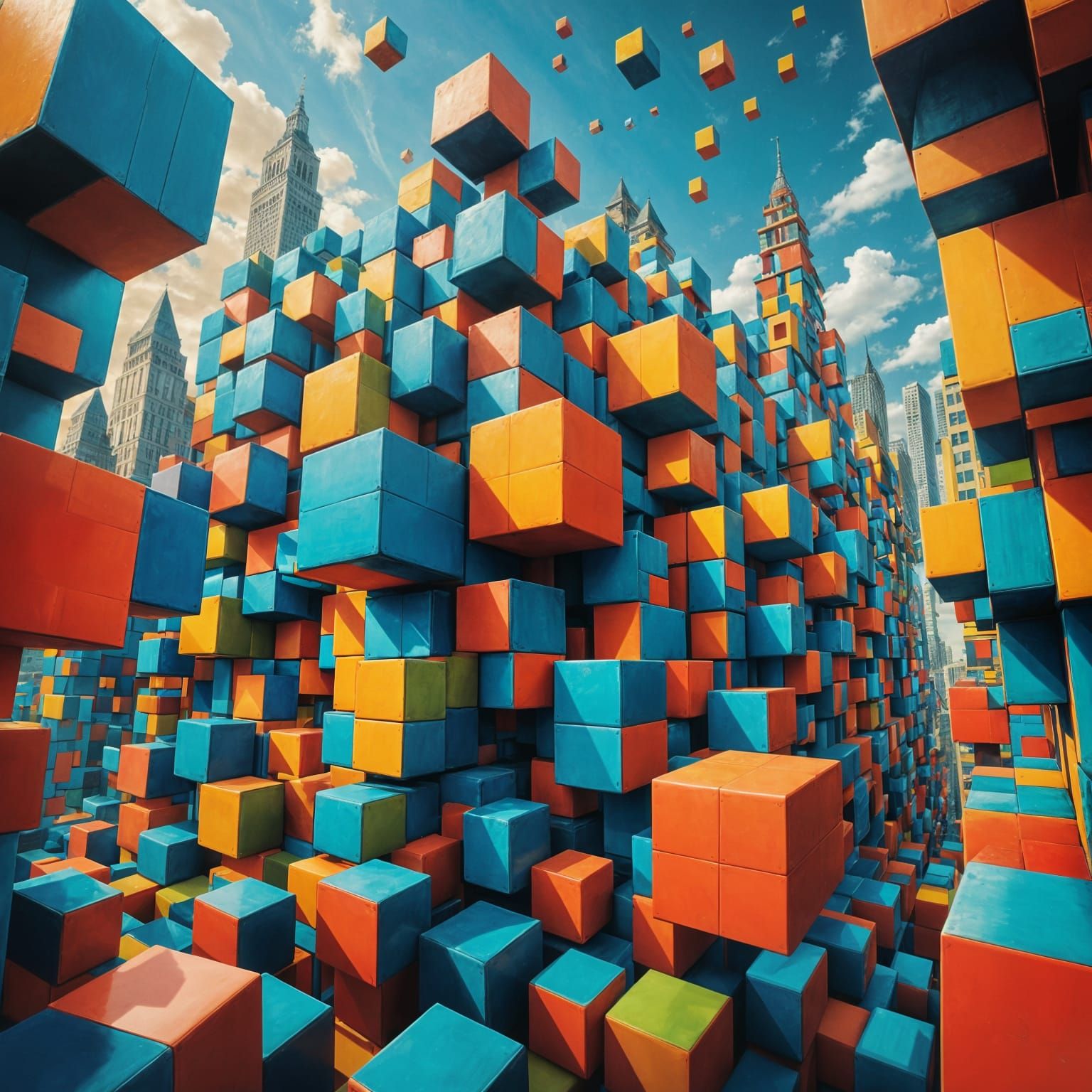 Colorful cubes - Vibrant Cubic Sculptures Rise in Twisting ...