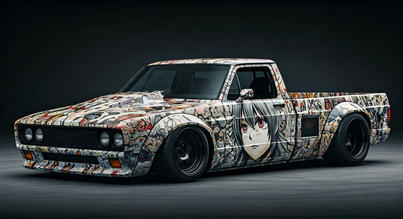 Surreal Manga Hot Rod with Anime Eyes and Futurist... - AI Art