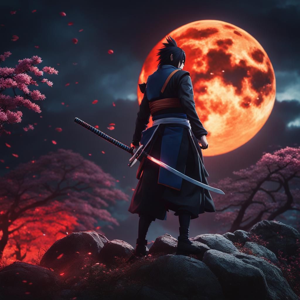 Sasuke Uchiha in the Red Night - AI Generated Artwork - NightCafe Creator