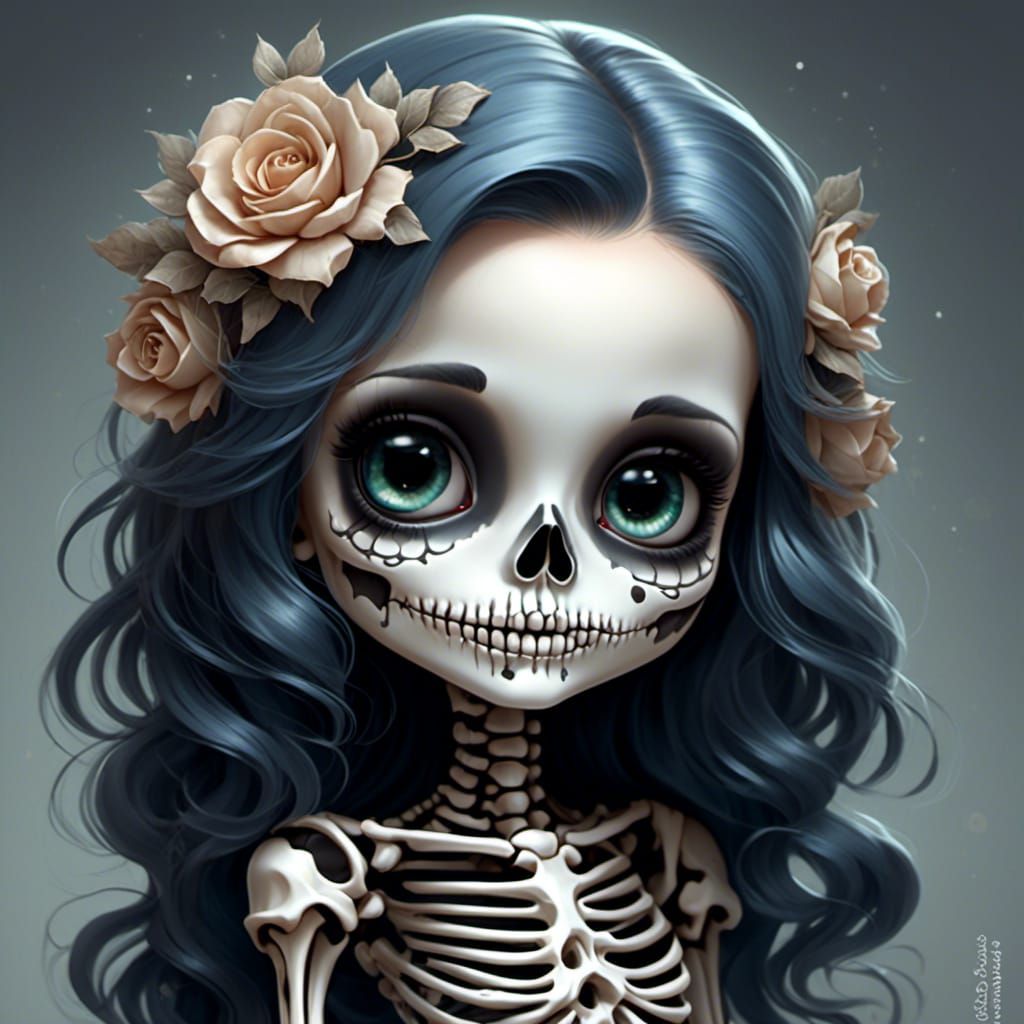 Skeleton Girl 3 - AI Generated Artwork - NightCafe Creator