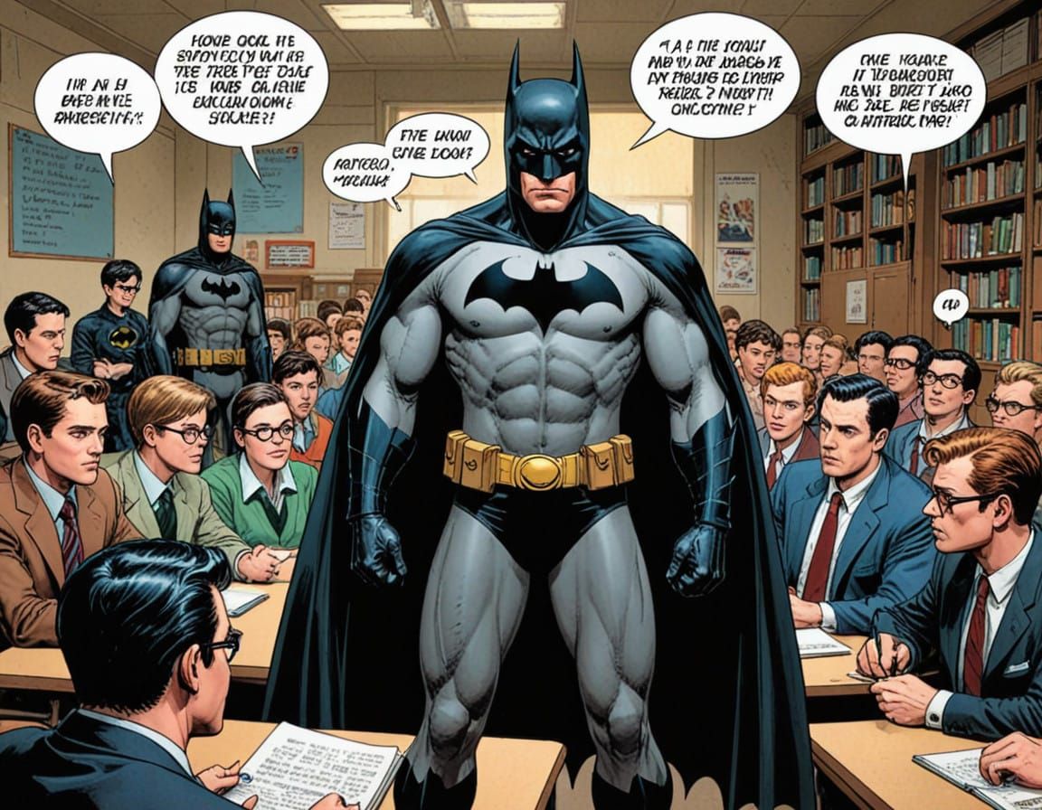 Batman at School - Vintage Comic Batman at School in Classic...
