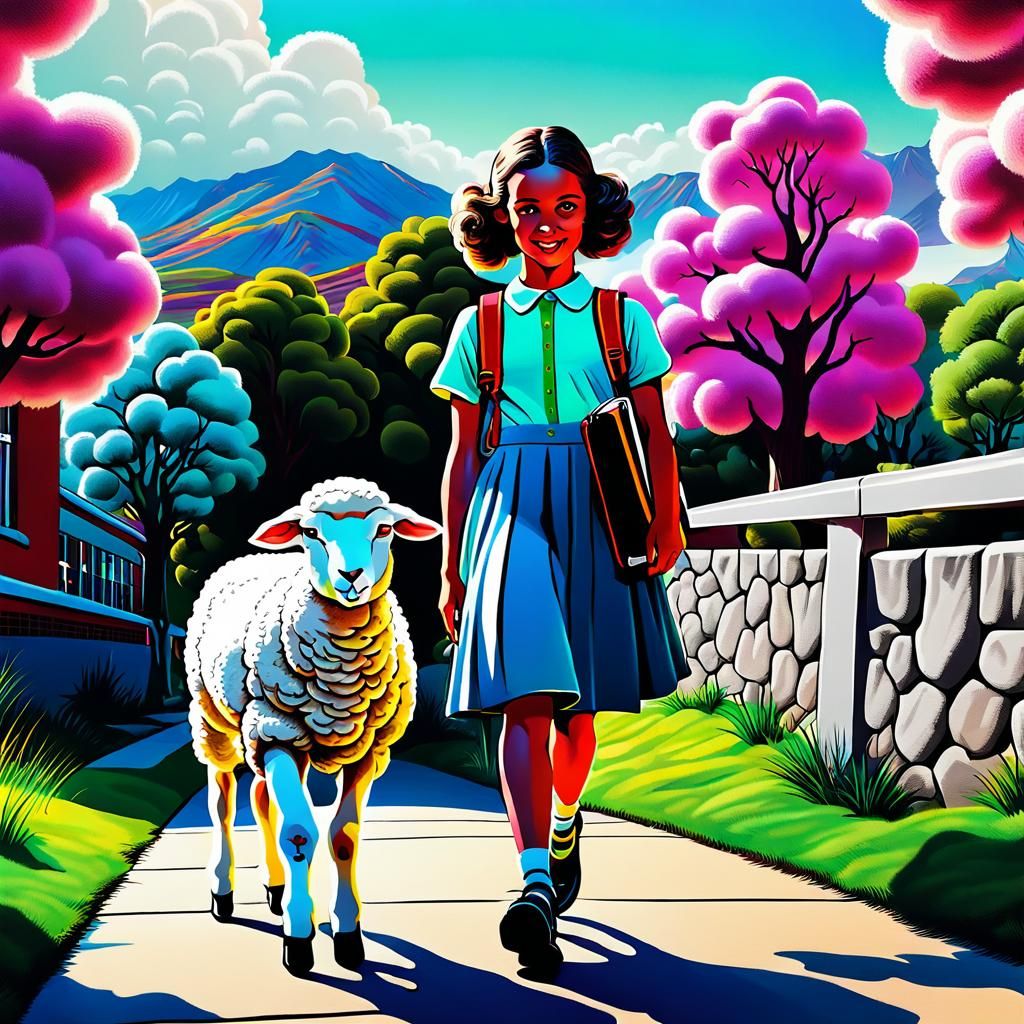 An adorable image of a girl named Mary with a cute white wooly lamb ...