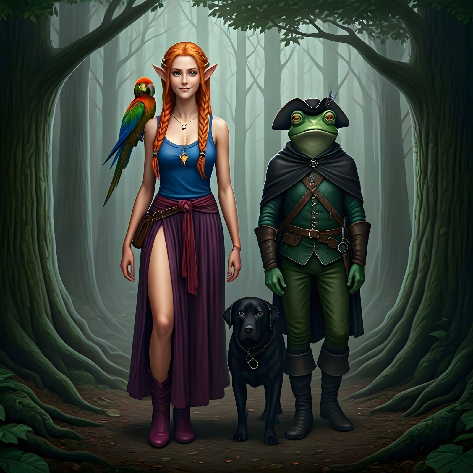 Enchanting Elf Druid in Misty Forest with Majestic... - AI Art