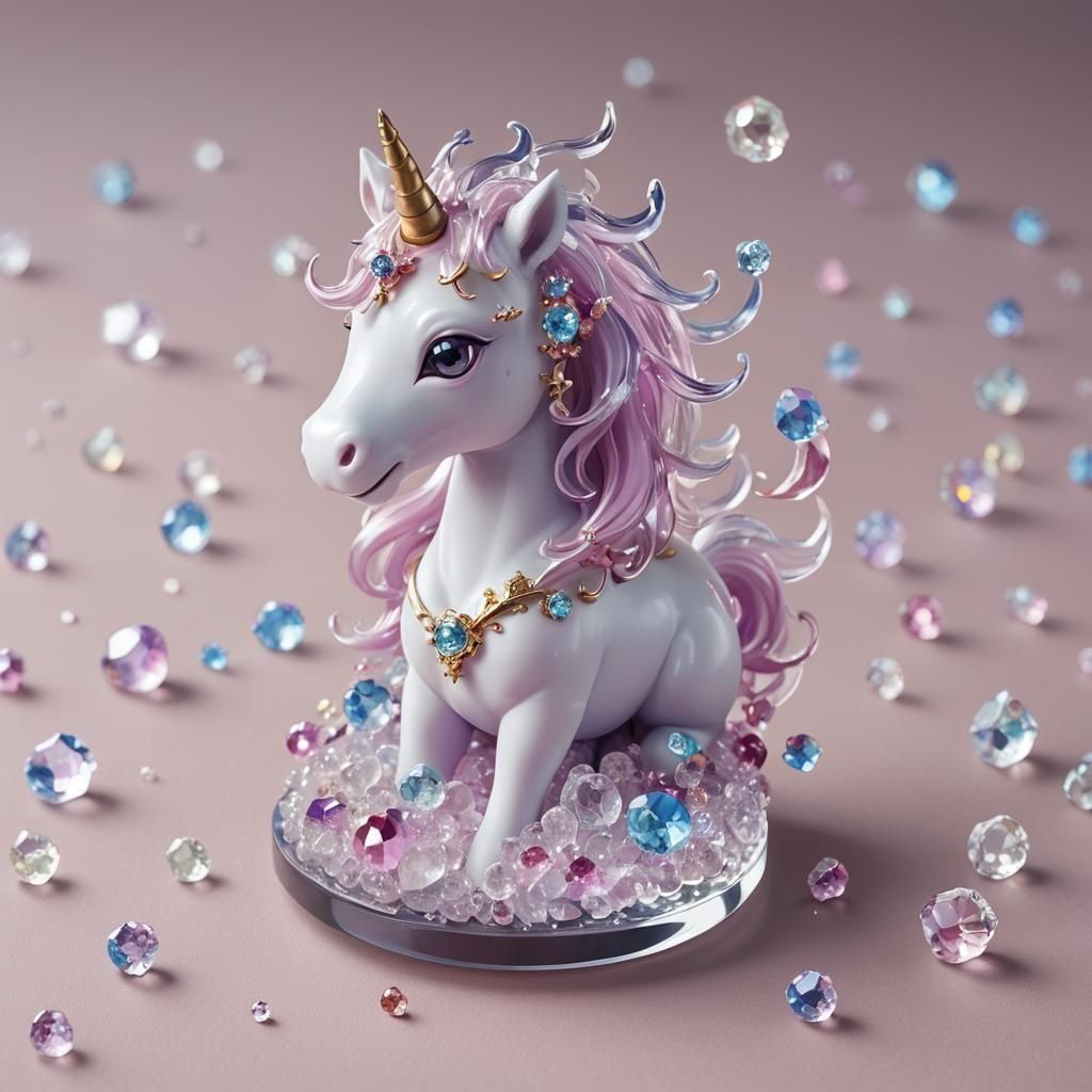 Tiny crystal unicorn figurine - AI Generated Artwork - NightCafe Creator