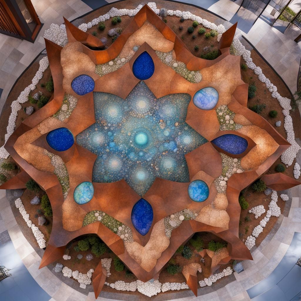 mandala museum;overhead shot;spectacular mandala-shaped building;by ...