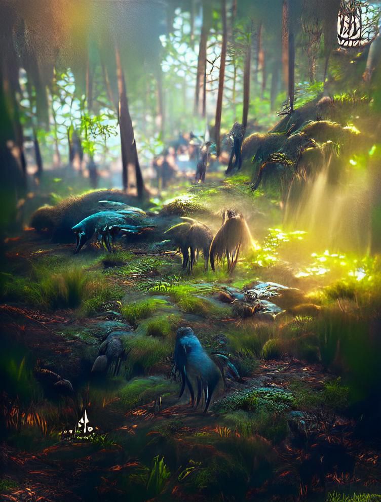 forest creatures gathering in a clearing - AI Generated Artwork ...