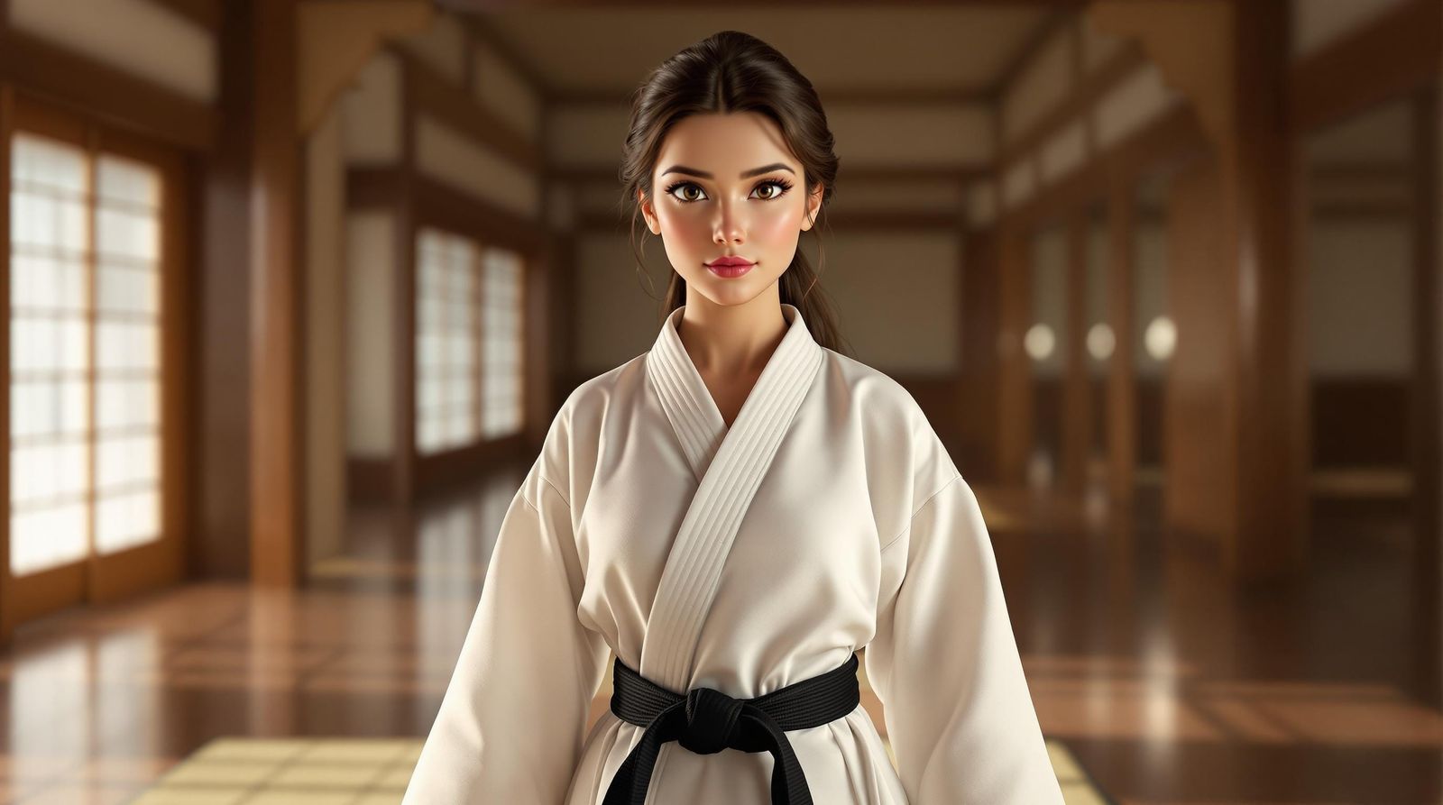 Black Belte - Hyper-Realistic Princess Belle in Karate Maste...