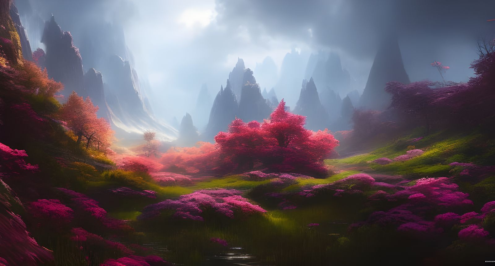 Flowery Landscape - AI Generated Artwork - NightCafe Creator