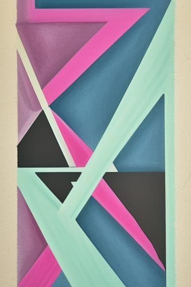 geometric shapes cool colors geometric abstract art retroism gouache ...