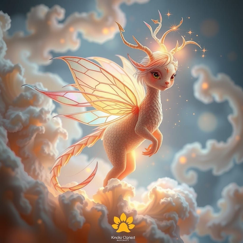 Magic stunning creature - Ethereal Winged Being in Whimsical...
