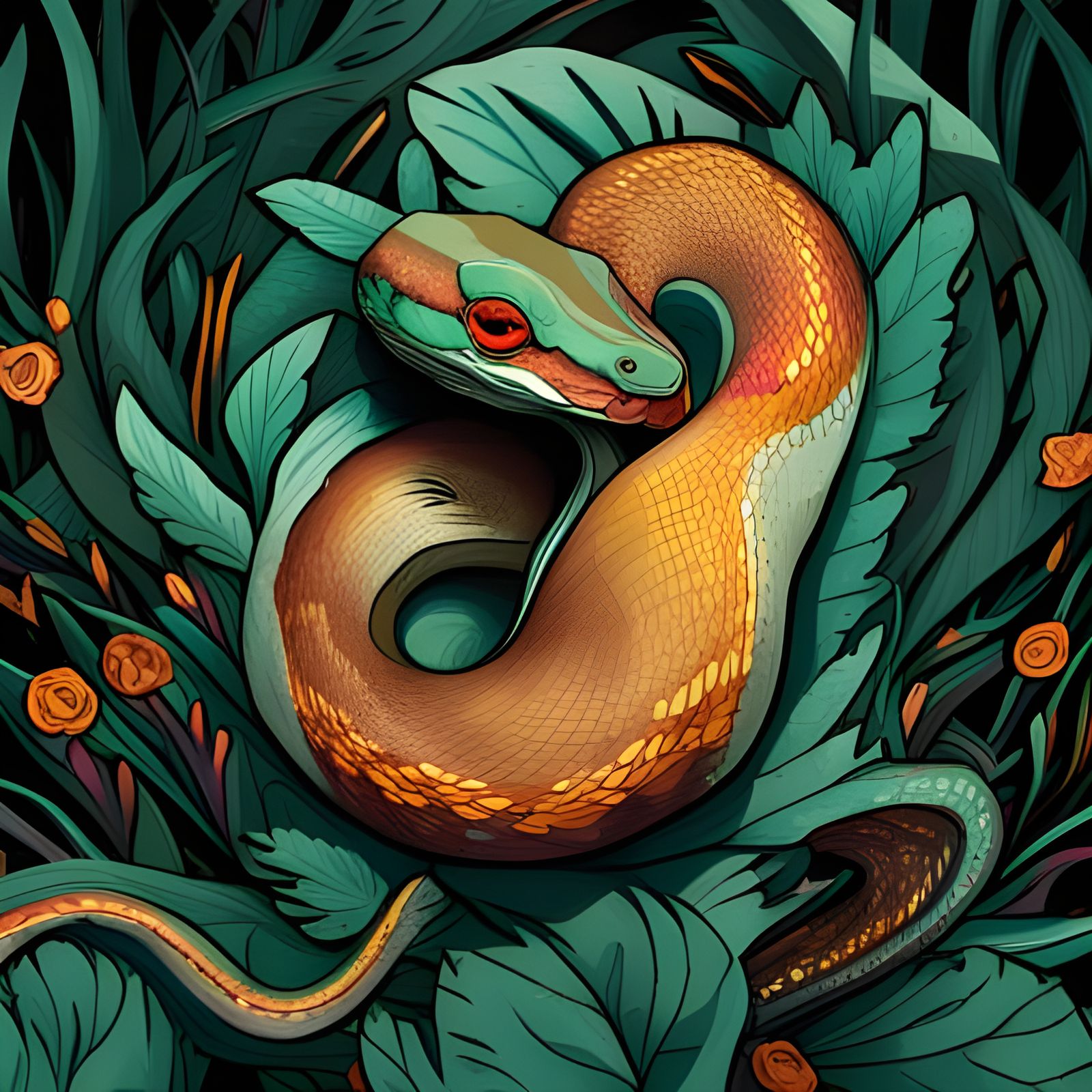 Fire Ball Python - AI Generated Artwork - NightCafe Creator