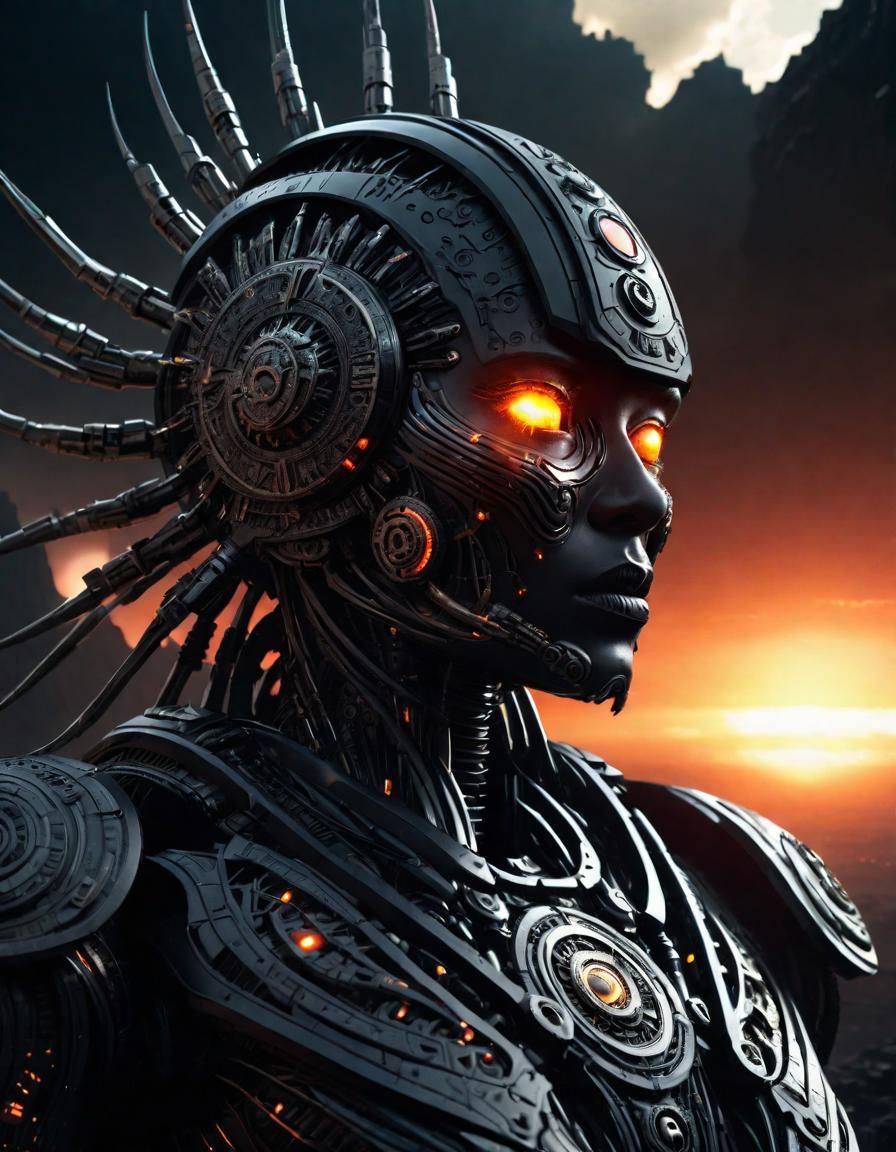 The Black Sun Cyborg - AI Generated Artwork - NightCafe Creator
