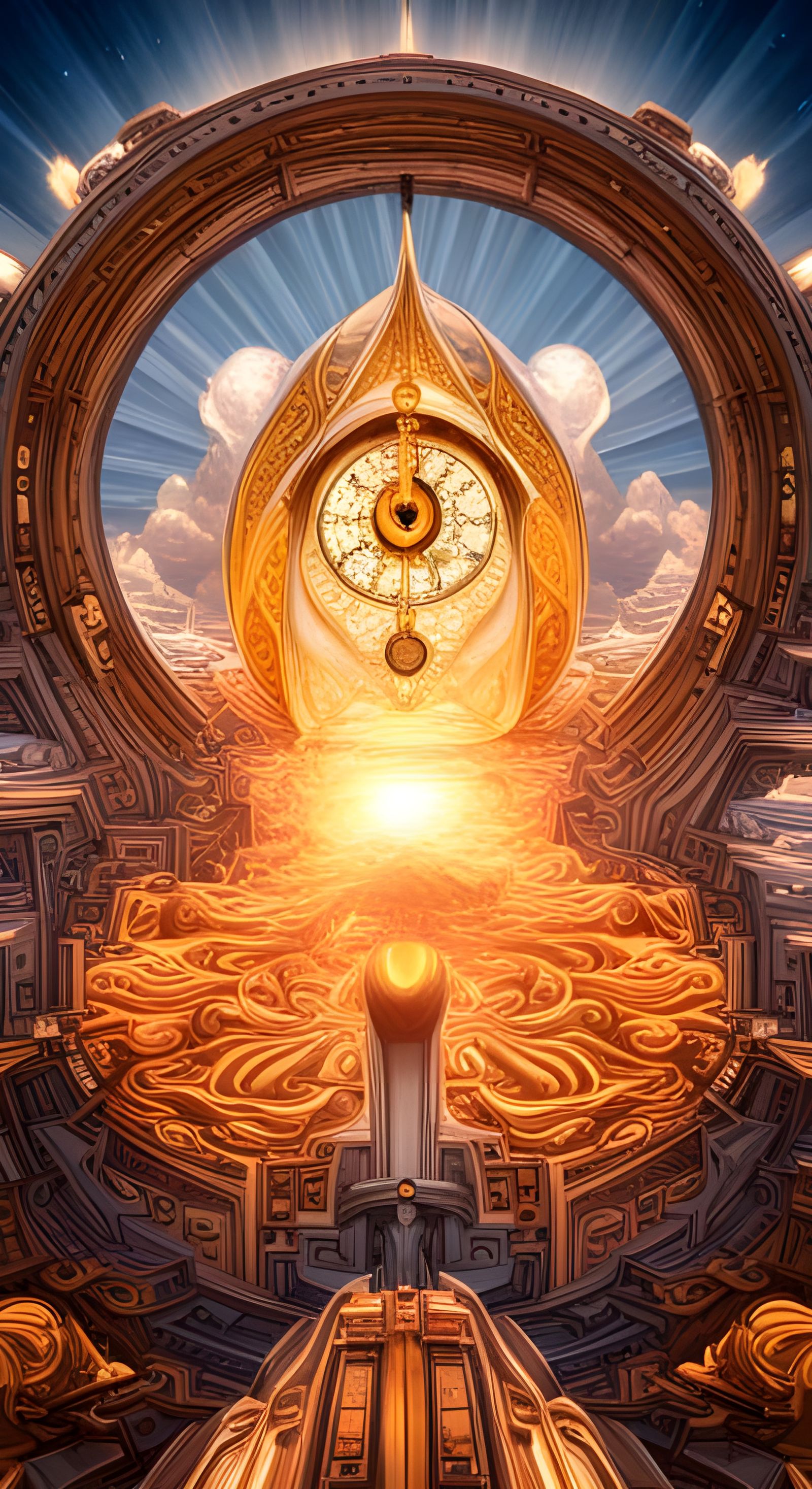 Sun moon earth symmetrical timelines clock hourglass time hyperreal ...
