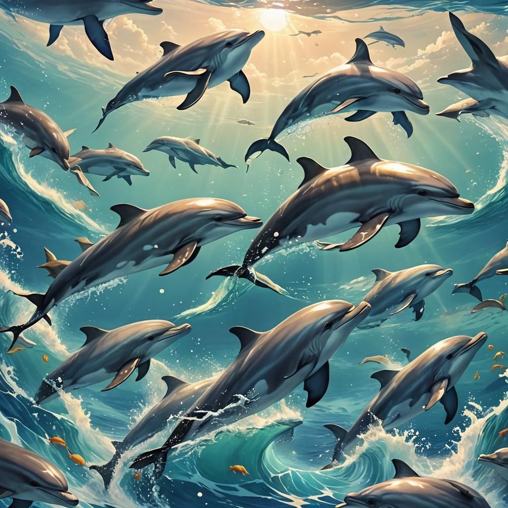 Anime dolphins, swimming in the ocean, good looking - AI Generated ...
