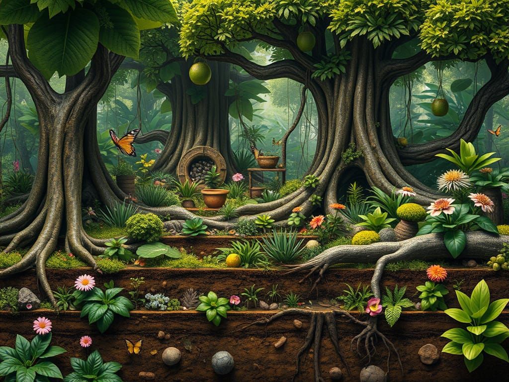 Solarpunk Permaculture Food Forest