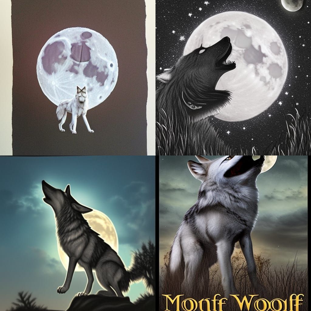 moon wolf howling - AI Generated Artwork - NightCafe Creator