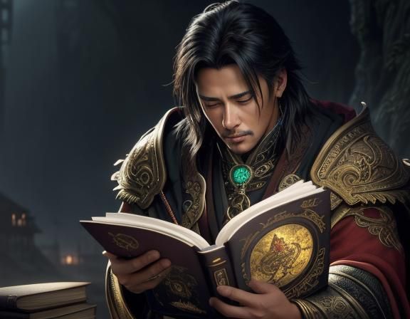 Reading a magic book. - AI Generated Artwork - NightCafe Creator