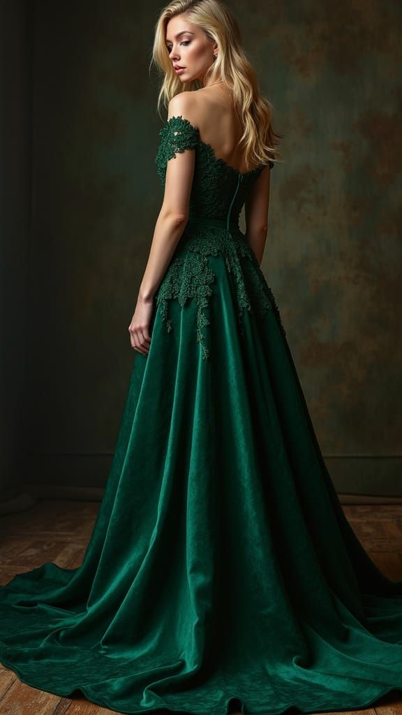 Dramatic In Emerald Green - Emerald Goddess in Old World Rom...