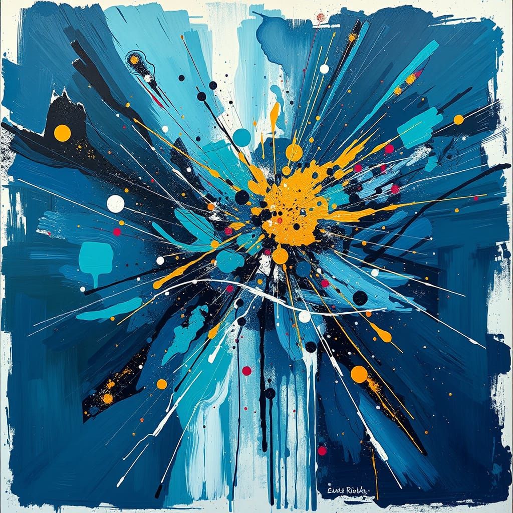 Abstract painting of the Noise Inside, bold strokes, sweeping lines ...