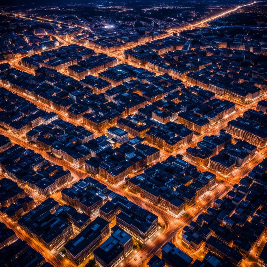 Cityscapes at Night aerial shot - AI Generated Artwork - NightCafe Creator