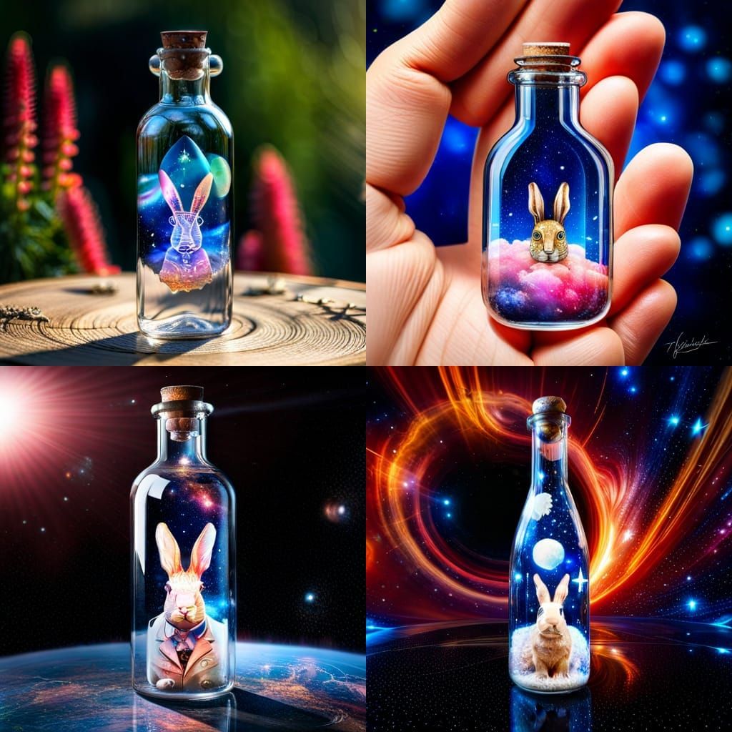 Cosmic Rabbit in a Bottle - AI Generated Artwork - NightCafe Creator