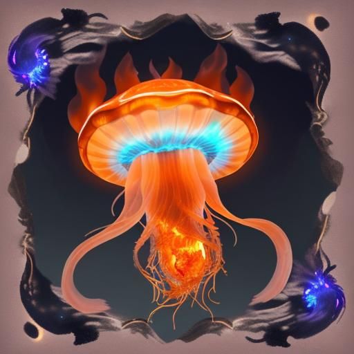 one jellyfish totally fone jellyfish totally fire flaming flame color ...
