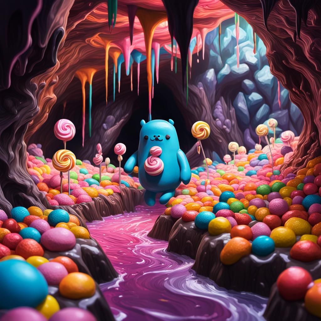 Dark Candy cave and animals, real life candyland cave, candy and sweets ...