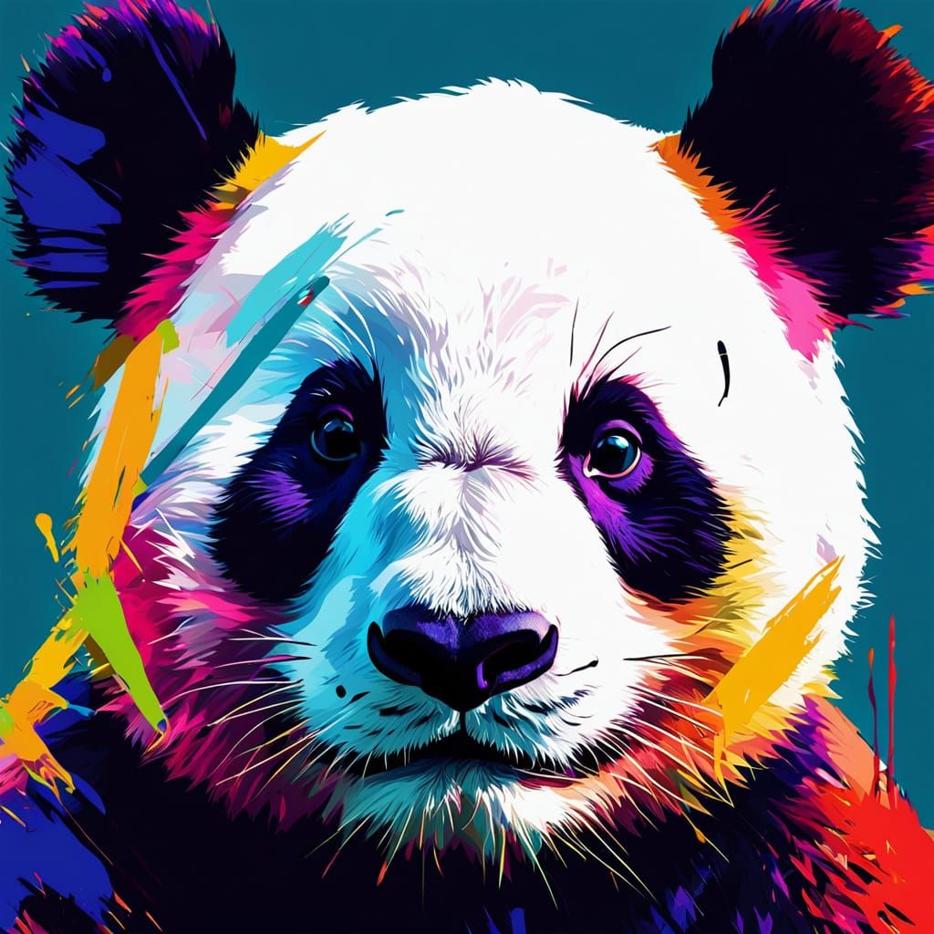 abstract modern pop art panda - Vibrant Pop Art Panda Portra...