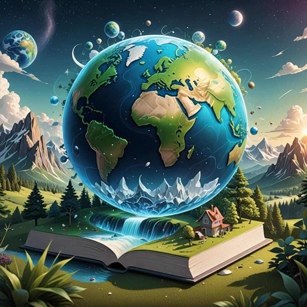 Whimsical Earth Art in Iridescent Colors - AI Art