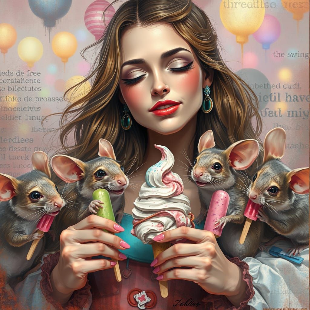 Sharing Popsicles and Ice Cream - Ethereal Gathering of Mice...