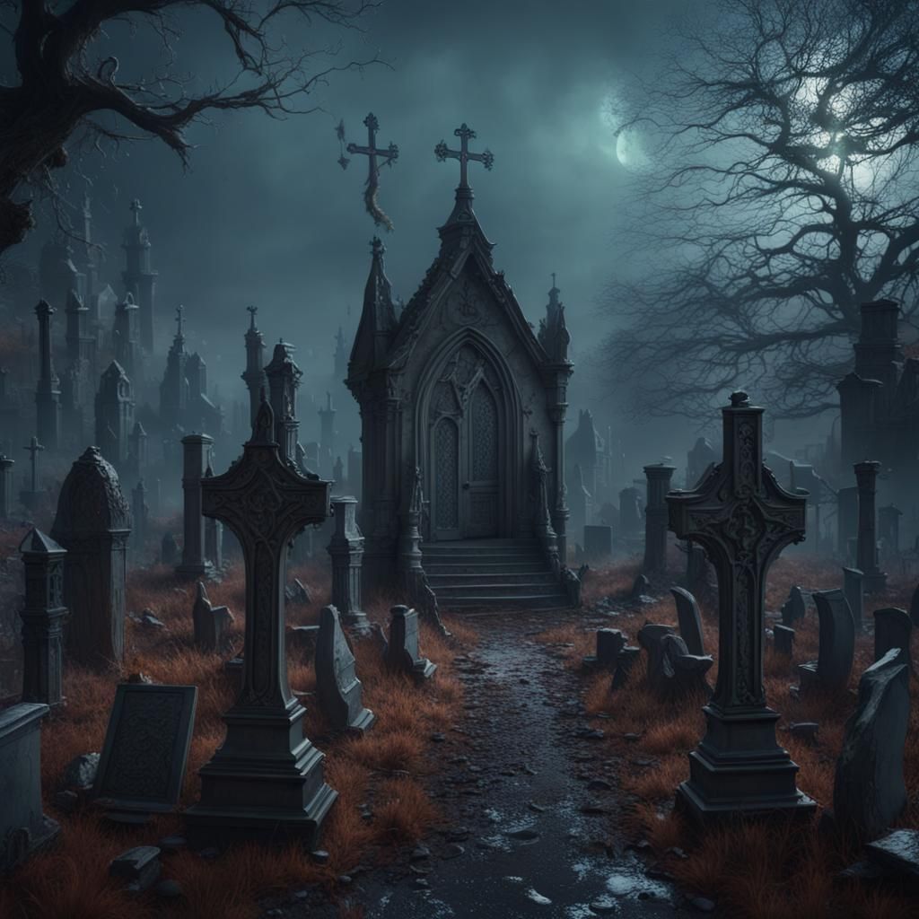Creepy Graveyard - AI Generated Artwork - NightCafe Creator