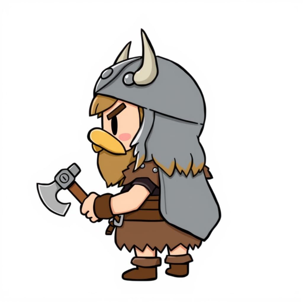Chibi Viking Warrior in Cartoonish Armor - AI Art
